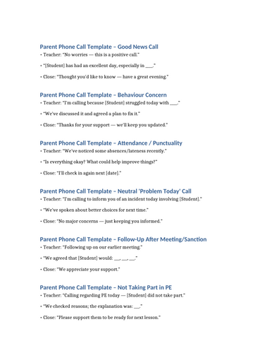Parent Communication Templates | Teaching Resources