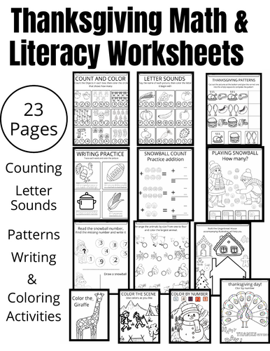 Thanksgiving Math & Literacy Worksheets | Teaching Resources