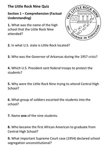 The Little Rock Nine Quiz ** | Teaching Resources
