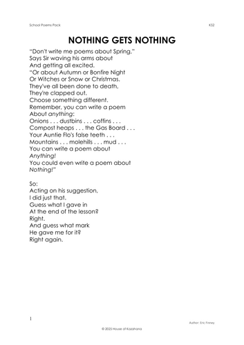 KS2 Poetry Comprehension – “Nothing Gets Nothing” Poem + Teacher Guide ...