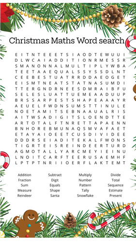 Christmas Maths Word Search | Festive Vocabulary Activity | KS2/KS3 ...