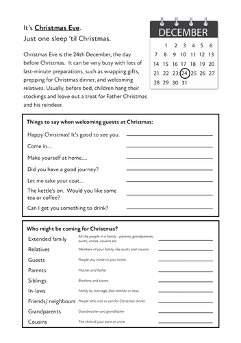 Improve Your English Vocabulary - At Christmas - EFL Resource ...