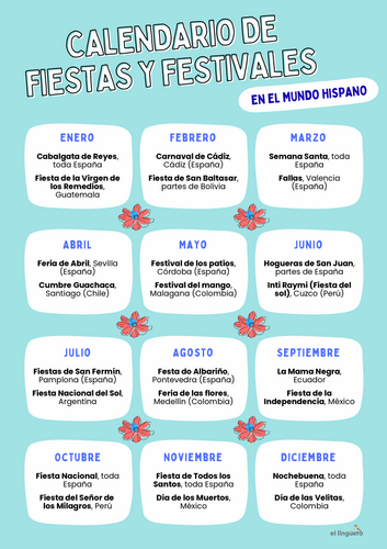 Spanish-speaking world: monthly festival calendar | Teaching Resources
