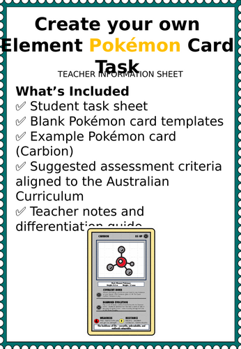 Chemical Element Pokemon Card | Teaching Resources