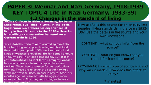 EDEXCEL GCSE HISTORY WEIMAR AND NAZI GERMANY KEY TOPIC 4: LIFE IN NAZI ...