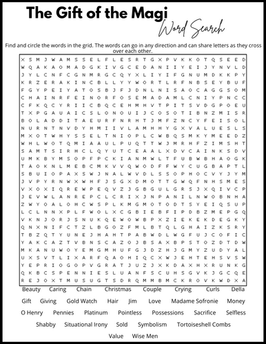 The Gift of the Magi Word Search | Teaching Resources