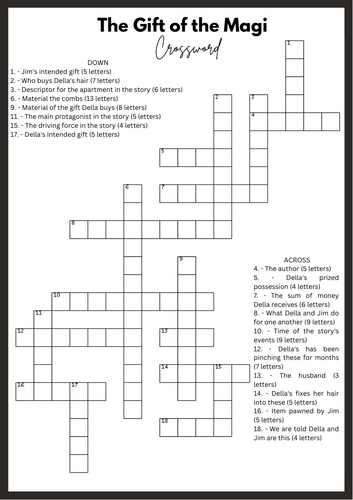 The Gift of the Magi Crossword | Teaching Resources