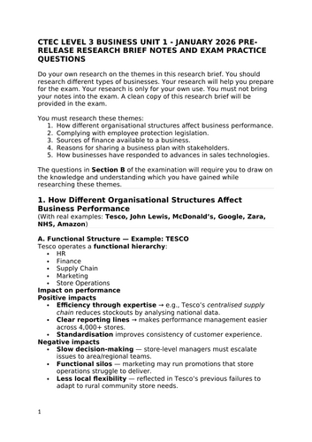 CTEC Level 3 Business Unit 1 | January 2026 Pre-Release Research Notes ...
