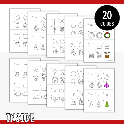 Christmas Drawing Guide - 20 Step-by-Step Pictures | Teaching Resources