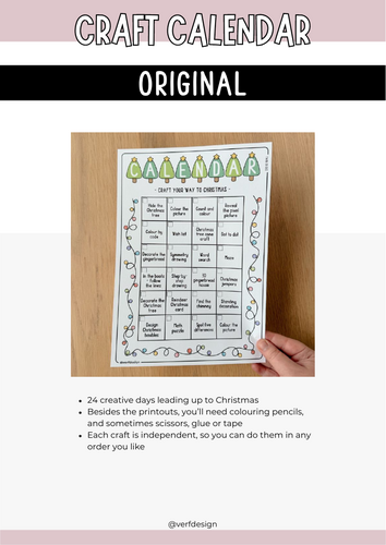 Printable Craft Advent Calendar - Original (24 days) | Teaching Resources