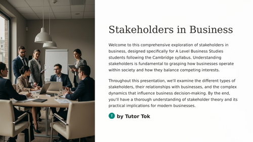Cambridge AS Level Business - Unit 1.5 Stakeholders in a business ...