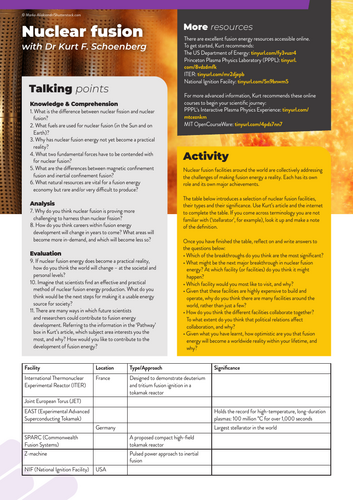 KS4 & KS5 Physics: Nuclear fusion: is endless energy imminent ...