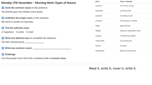 Year 4 Morning grammar work autumn 2 | Teaching Resources