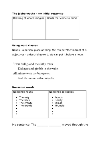 KS2 English Outstanding Interview Lesson – The Jabberwocky (Nonsense ...
