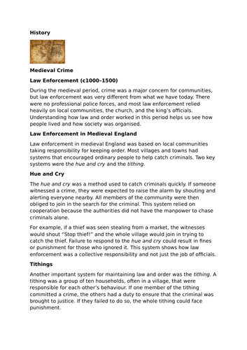 Medieval Crime – Law Enforcement (c1000–1500) | Teaching Resources