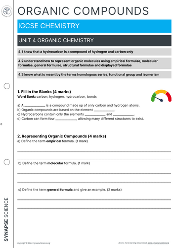 Introduction to Organic Compounds – Lesson & Worksheet – Unit 4 – IGCSE ...