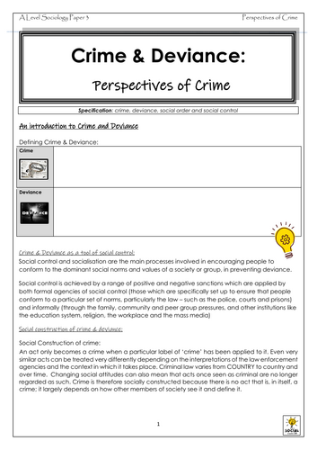 AQA A level Sociology - Crime and Deviance - Perspectives of Crime ...