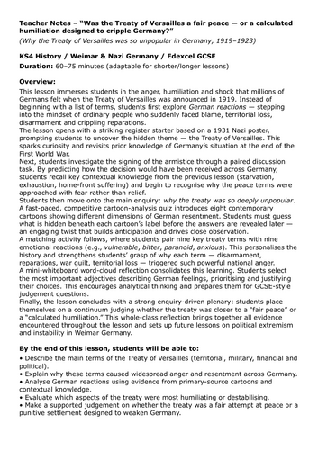 Treaty of Versailles GCSE Lesson: Why Germans Hated the 1919 Peace ...