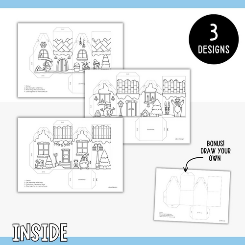 Winter 3D Houses – Craft Templates for Kids | Teaching Resources