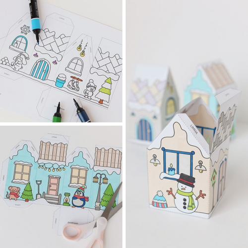 Winter 3D Houses – Craft Templates for Kids | Teaching Resources