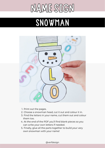 Printable Snowman Name Sign Craft for Kids | Teaching Resources