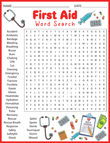 First Aid Word Search Puzzle | Emergency & Safety Vocabulary Activity ...