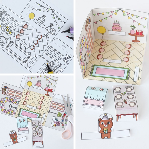 Dollhouse in 3D Craft - Birthday Party | Teaching Resources