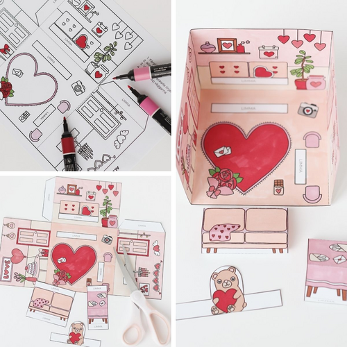 Dollhouse in 3D Craft - Valentine’s Day | Teaching Resources