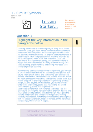 KS3 Electronics & micro:bit: Lesson 1 – Circuit Symbols, Breadboards ...
