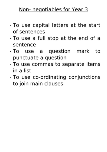 Writing non-negotiables Year 1-6 | Teaching Resources