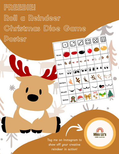 FREEBIE! Roll a Reindeer | Christmas Dice Game Poster | Early Years ...