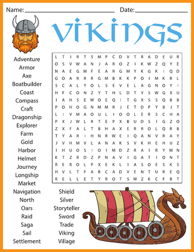 Age of the Vikings Word Search Puzzle | Fun History Activity for Grades ...