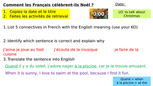 French Christmas Lesson KS2–KS3 Noël | PPT + Vocab Grid Worksheet ...