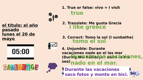 las vacaciones - a past holiday Ks3 spanish | Teaching Resources