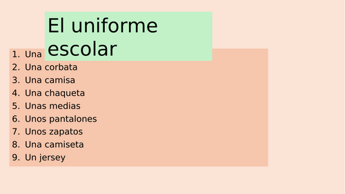 uniforme escolar - school uniform spanish ks3 | Teaching Resources