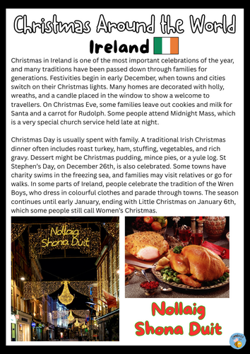 Christmas Around the World – Reading Passages & Comprehension ...