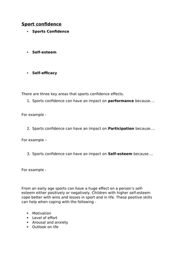 A-Level PE: Self-Confidence & Self-Efficacy (Vealey & Bandura Models ...