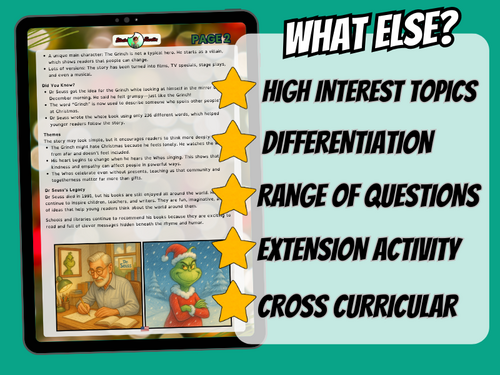Dr Seuss and the Grinch | Reading Comprehension | Year 3/4 | Teaching ...