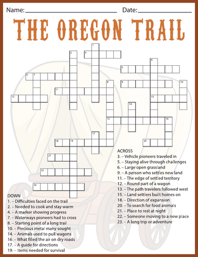 The Oregon Trail Word Search Puzzle | Westward Expansion History ...