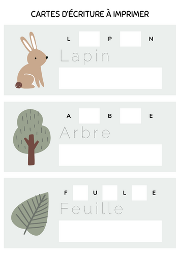 Printable Tracing Cards - French Vocabulary & Handwriting Practice ...