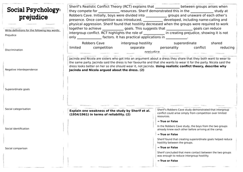 A-Level psychology Edexcel - Social Psychology - revision worksheets ...