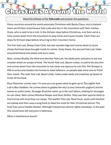 Christmas Around the World - Yule Lads | Teaching Resources