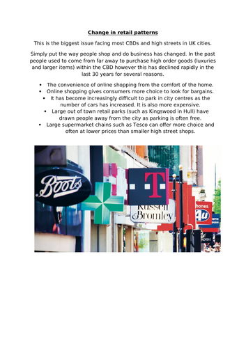AQA GCSE Geography - CBD and Urban Decline. | Teaching Resources