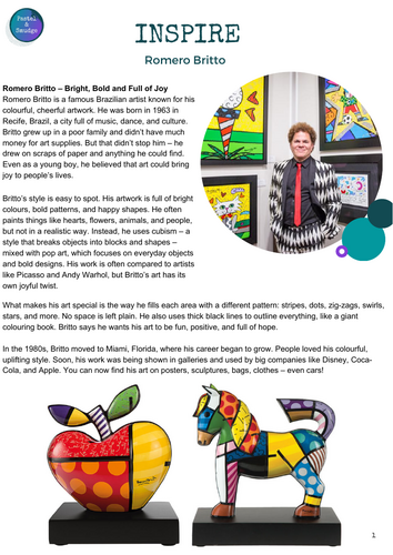 Romero Britto: Colour Me Happy (KS2 & Ks3) | Teaching Resources