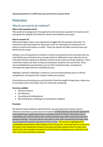 MMI Interview Questions & Answer Framework | Teaching Resources