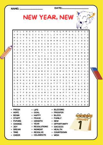 New Year New Words – A Festive Word Search Puzzle | Teaching Resources