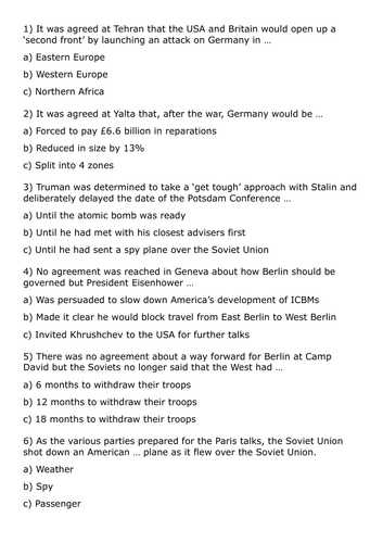 Cold War Conferences & Summits Quiz (Free) | GCSE Cold War Revision ...