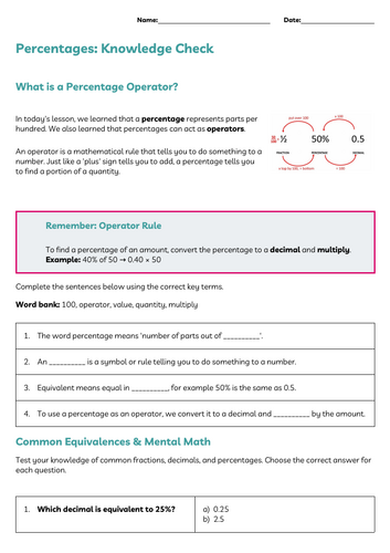 KS3 Percentages - Percentages as Operators lesson | Teaching Resources