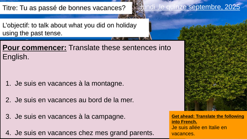 Year 8 French| Dynamo 2| Module 1| Vive les vacances| Full Lesson Pack ...