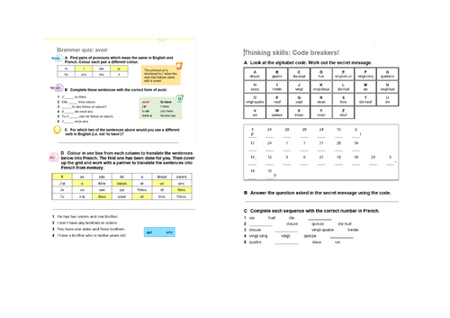 Year 7 French Modules 1-4 Dynamo 1 Worksheets| Activities from Dynamo 1 ...